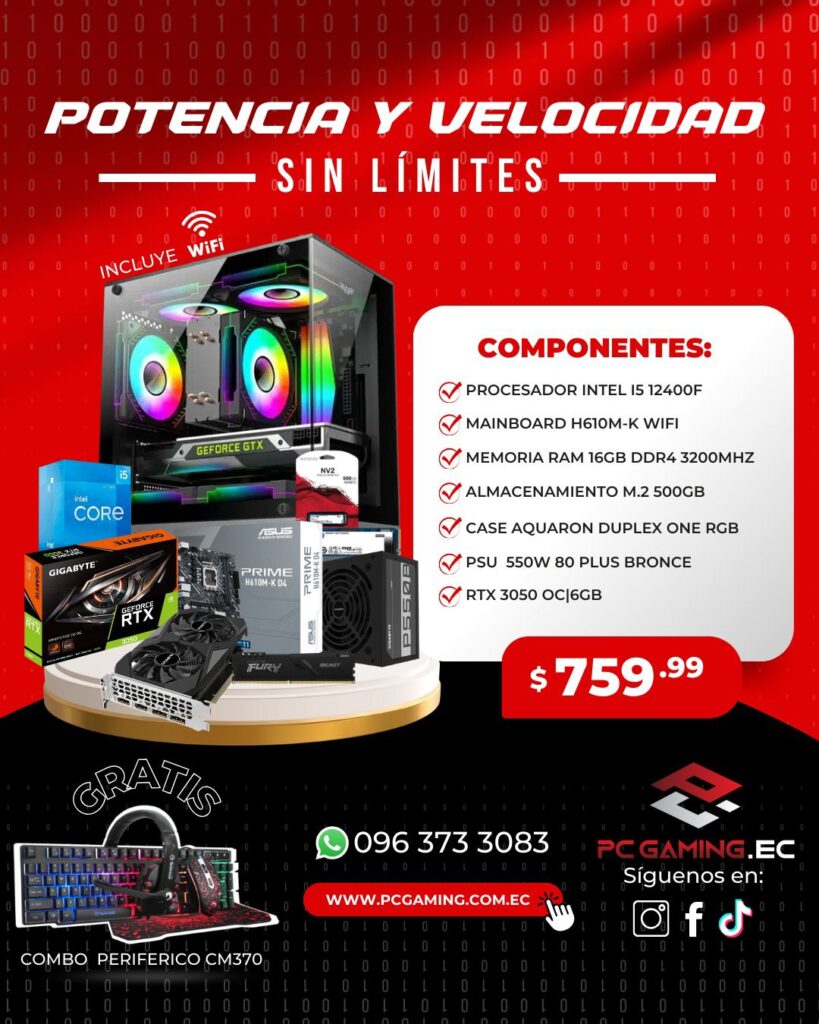 PC PROMO I5 12400F + RTX 3050 6GB - PC Gaming Ecuador